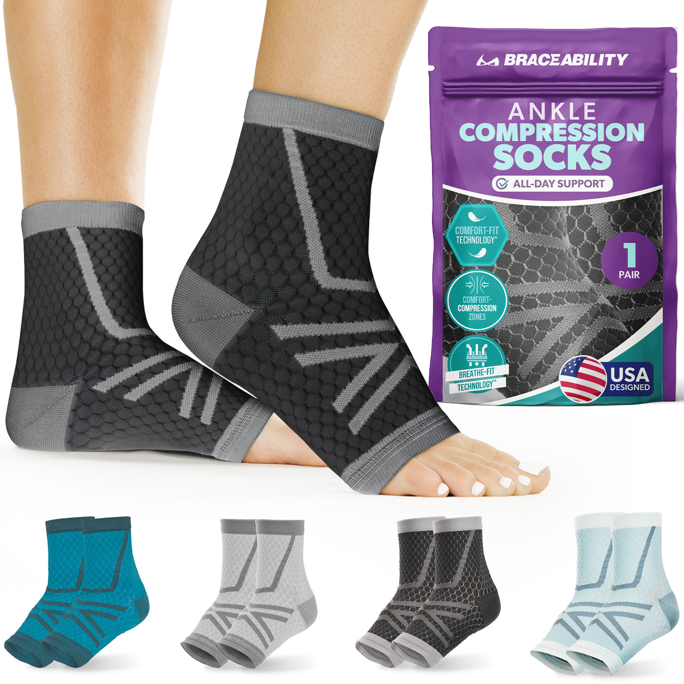 BraceAbility Ankle Sleeve – Swelling Support and Pain Relief